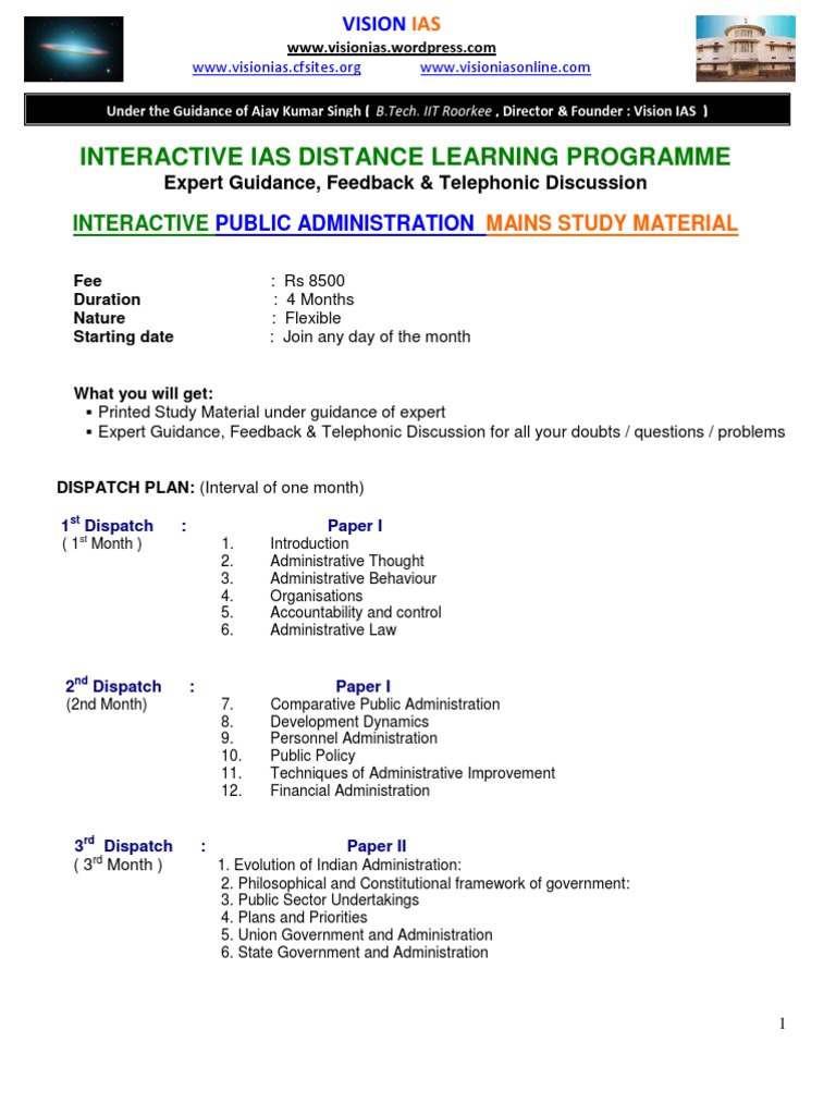 Study Material Interactive Public Administration Distance Learning ...