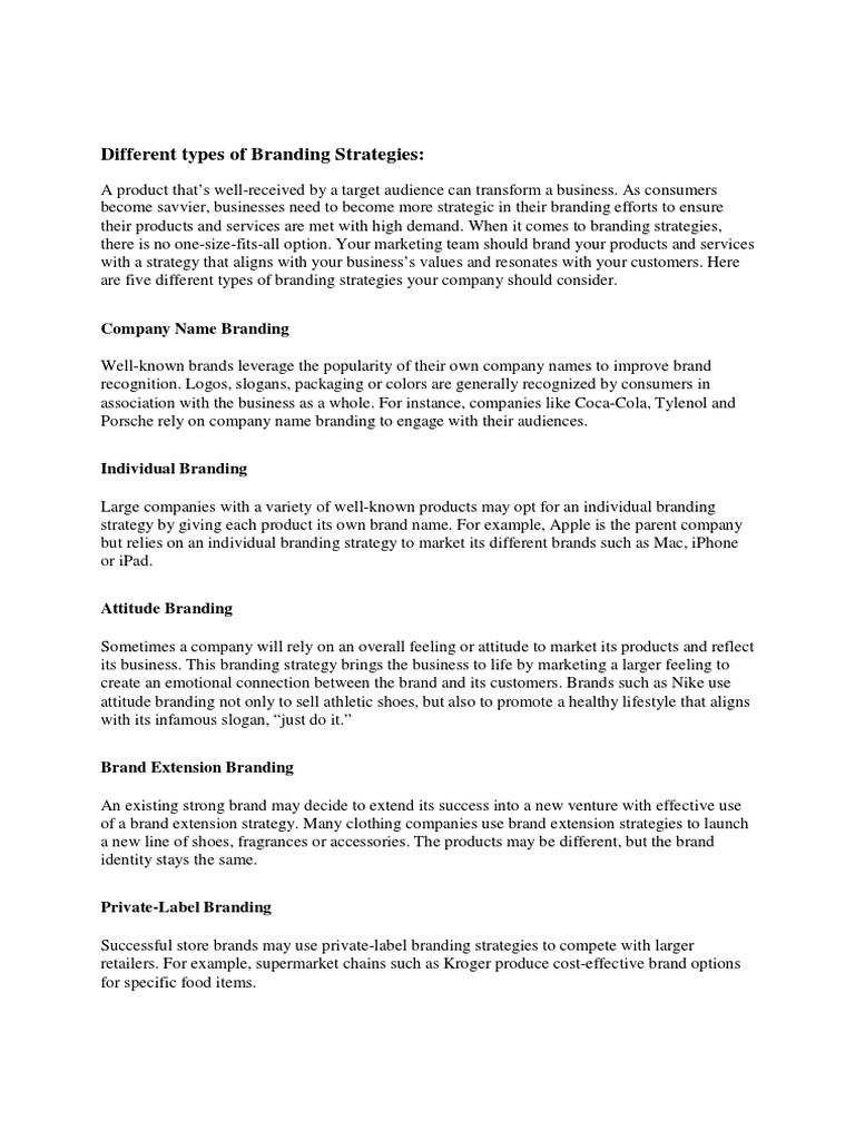 Different Types of Branding Strategies | PDF | Brand | Private Label