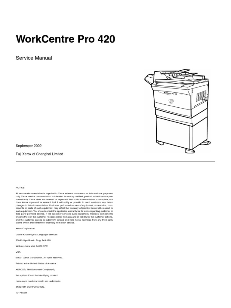 Xerox Work Centre Pro 420 Service Manual | PDF | Electrical Connector ...