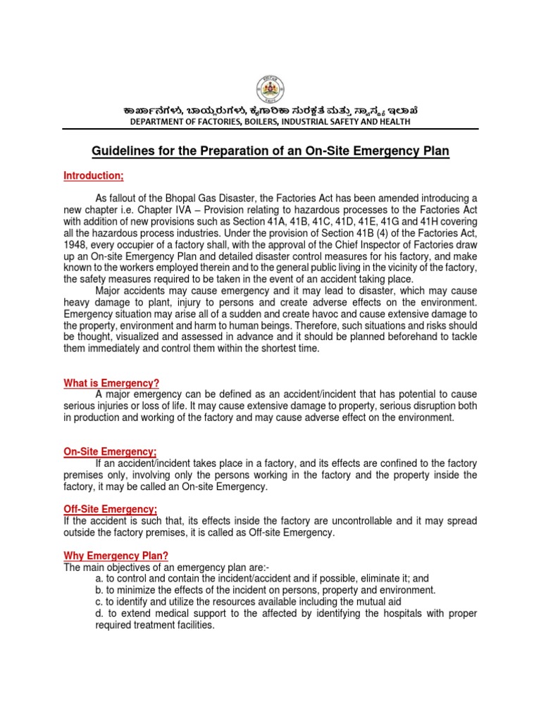 Onsite Emergency Plan | Download Free PDF | Emergency Management ...