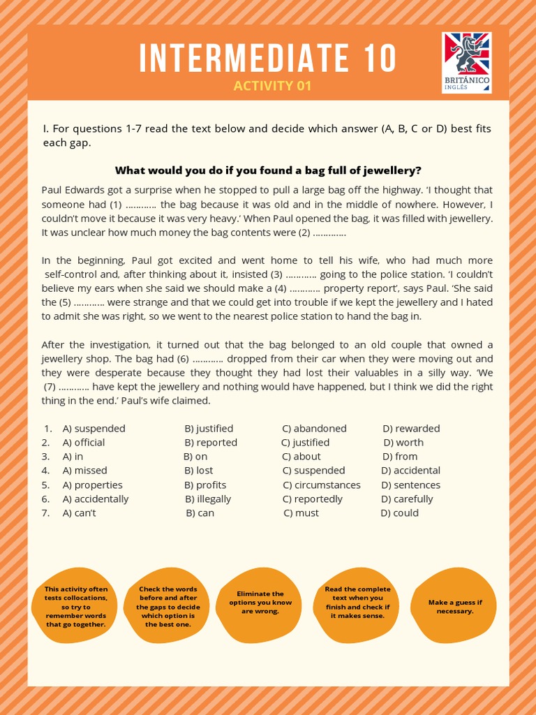 Intermediate 10 Activity 01 | PDF | Linguistics | Grammar