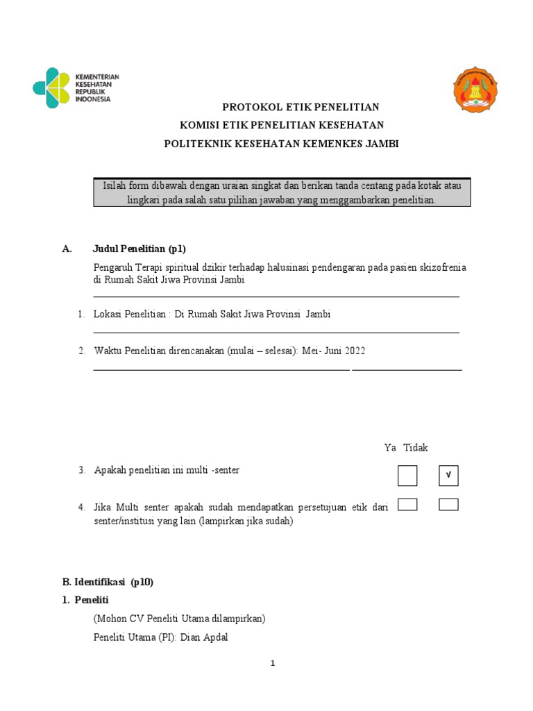 Protokol Etik Penelitian | PDF