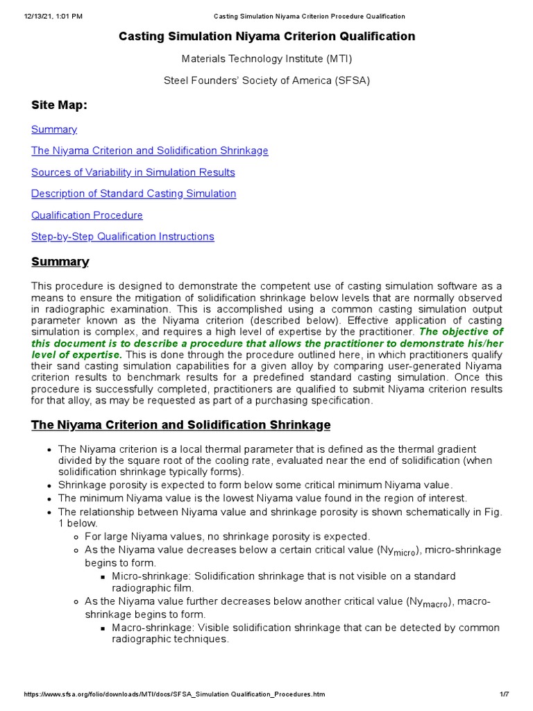Casting Simulation Niyama Criterion Procedure Qualification | PDF | Casting (Metalworking ...