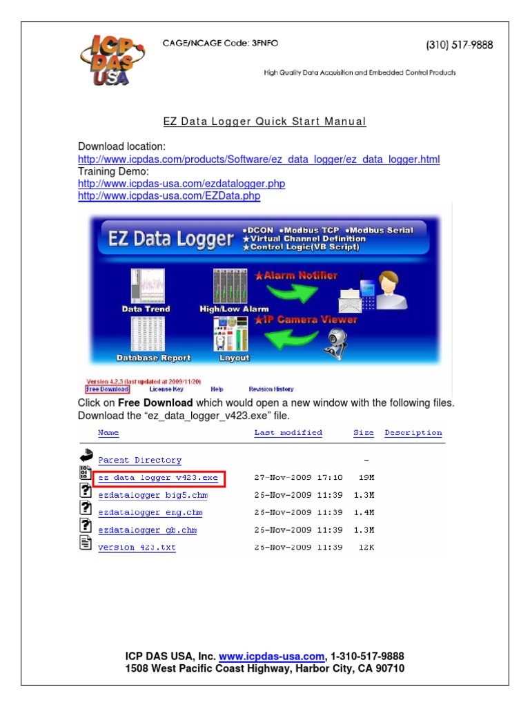EZ Data Logger Quick Start Manual: Download Location: Training Demo ...