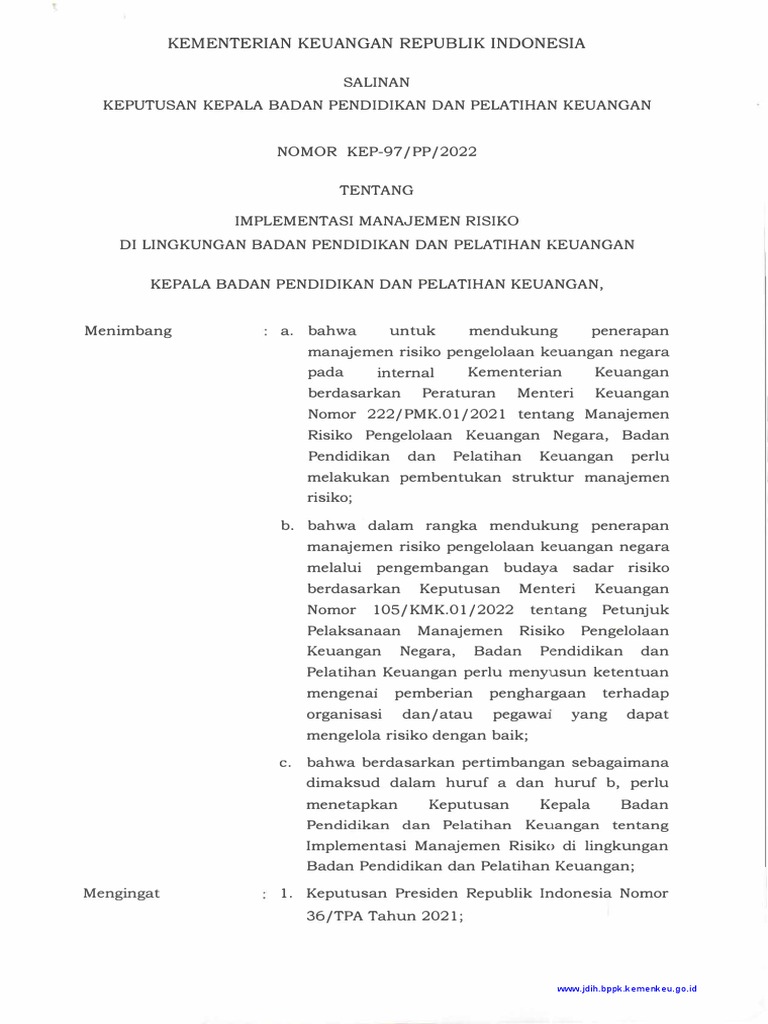 Implementasi Manajemen Risiko BPPK | PDF | Pengelolaan Keuangan & Uang