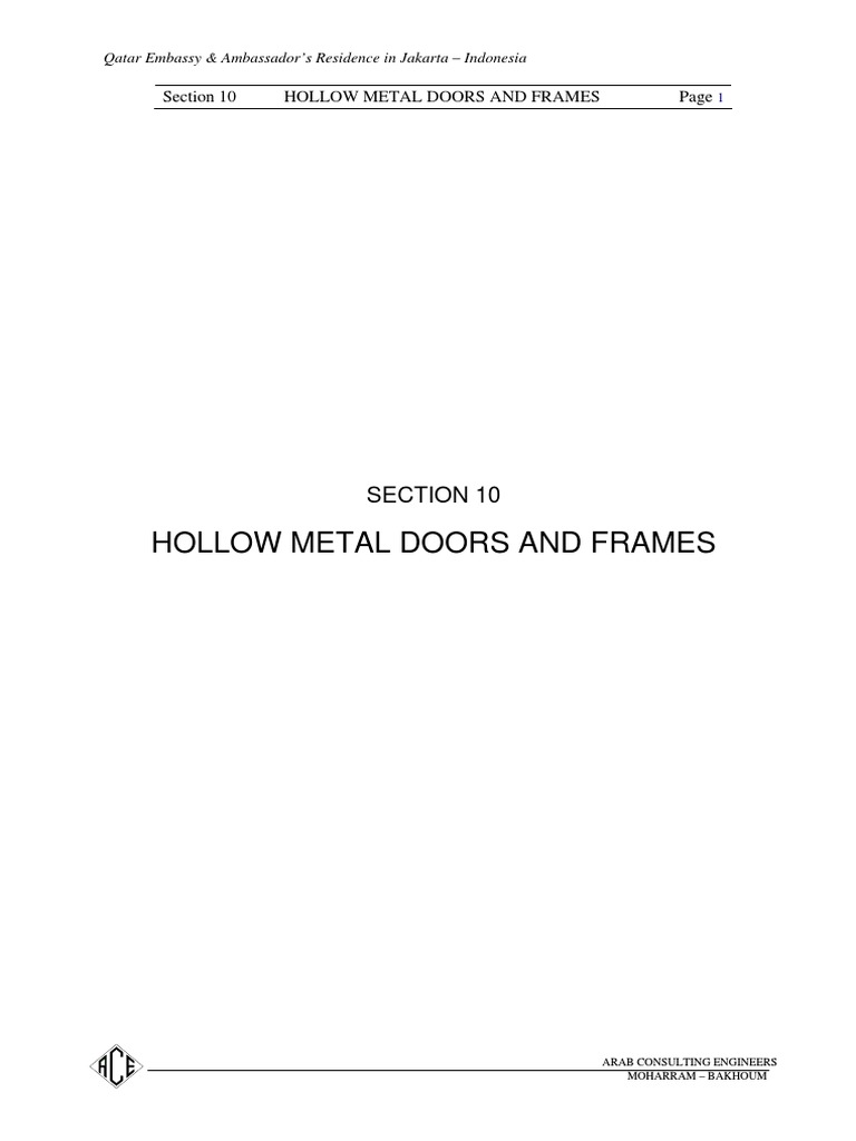 Hollow Metal Doors and Frames: Section 10 | PDF | Sheet Metal | Door