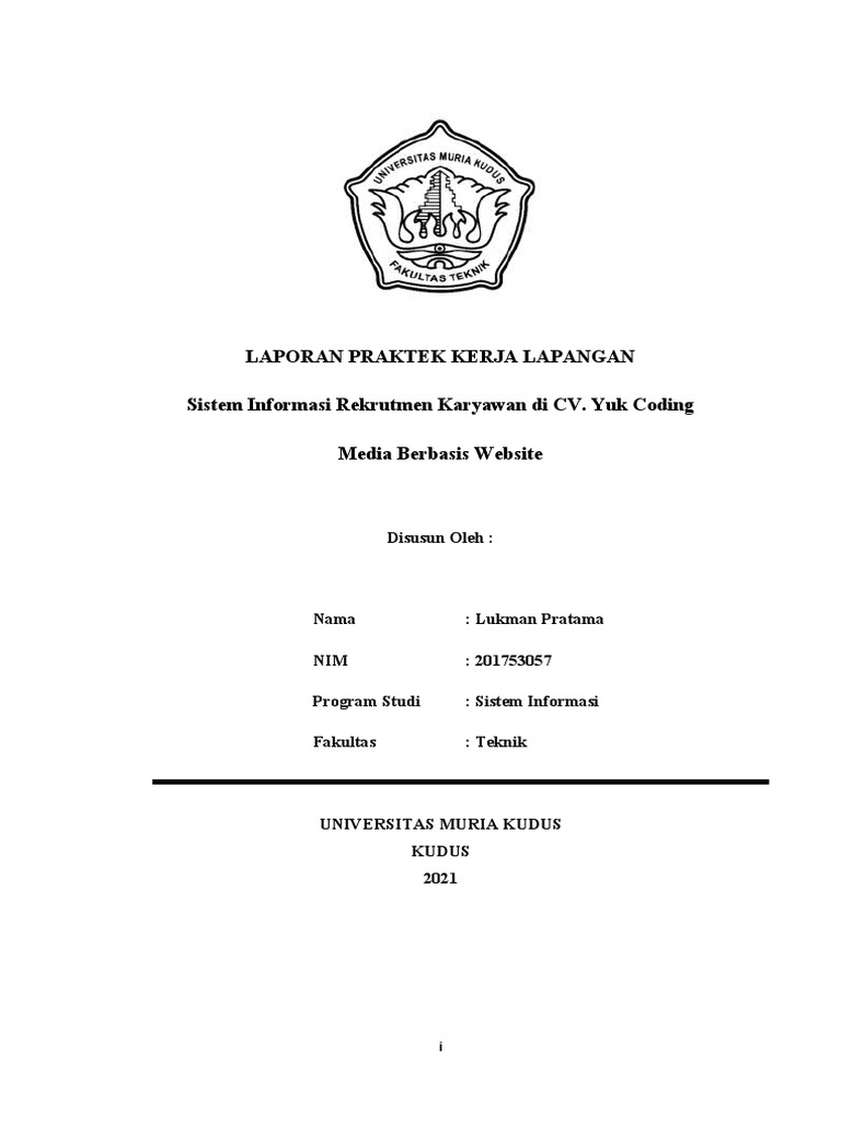 Laporan PKL 201753057 Sistem Informasi Rekrutmen Karyawan Pada CV. Yuk ...