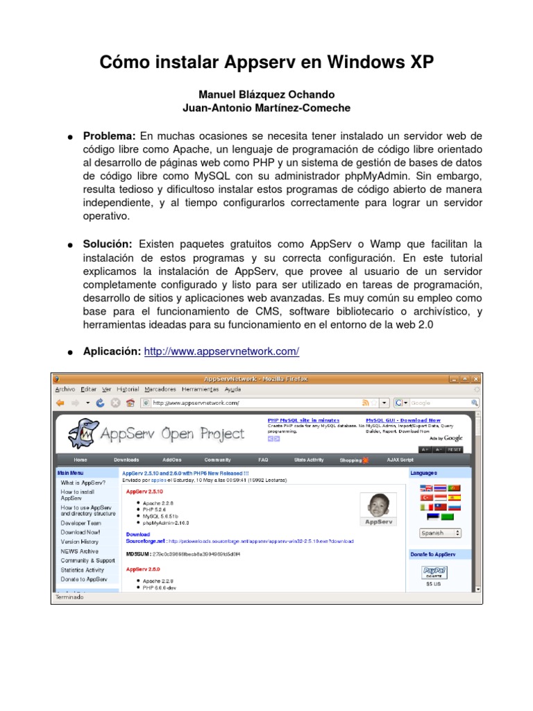 Como Instalar AppServ Windows XP | PDF | Php | Servidor HTTP Apache