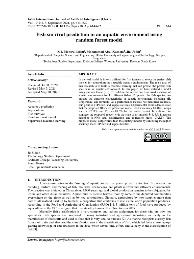 Fish Survival Prediction Using Random Forest | PDF | Machine Learning ...