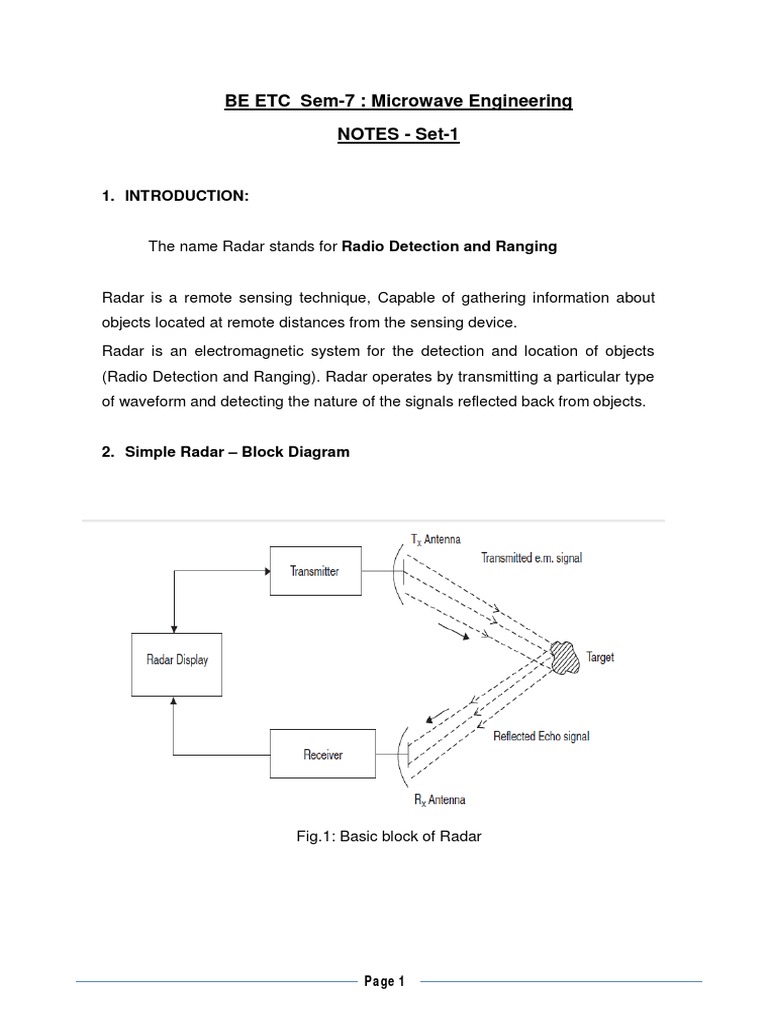 MWE Radar Notes Set-1 | Descargar gratis PDF | Radar | Transmitter