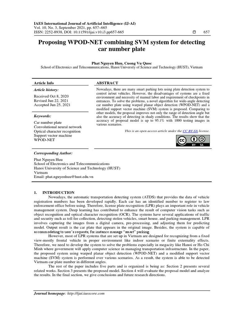 Proposing WPOD-NET Combining SVM System For Detecting Car Number Plate | PDF | Computing ...