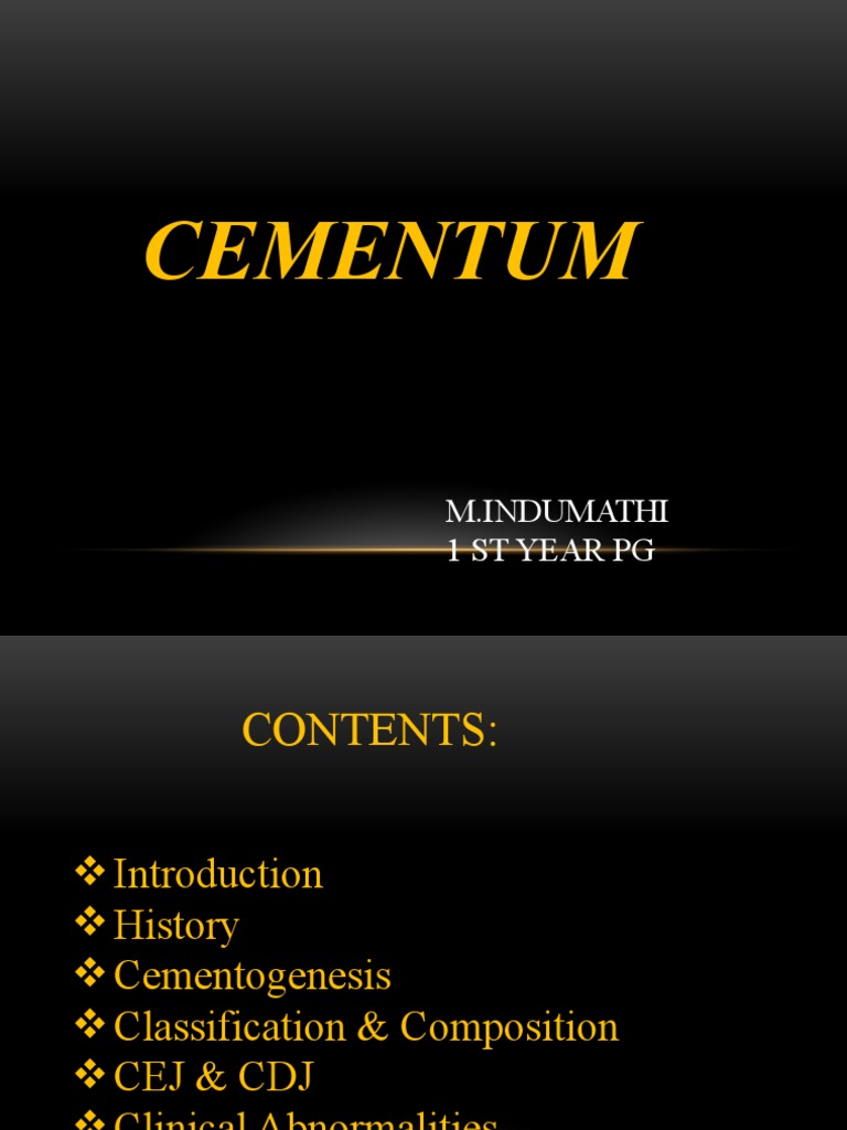CEMENTUM | PDF | Dental Anatomy | Periodontology