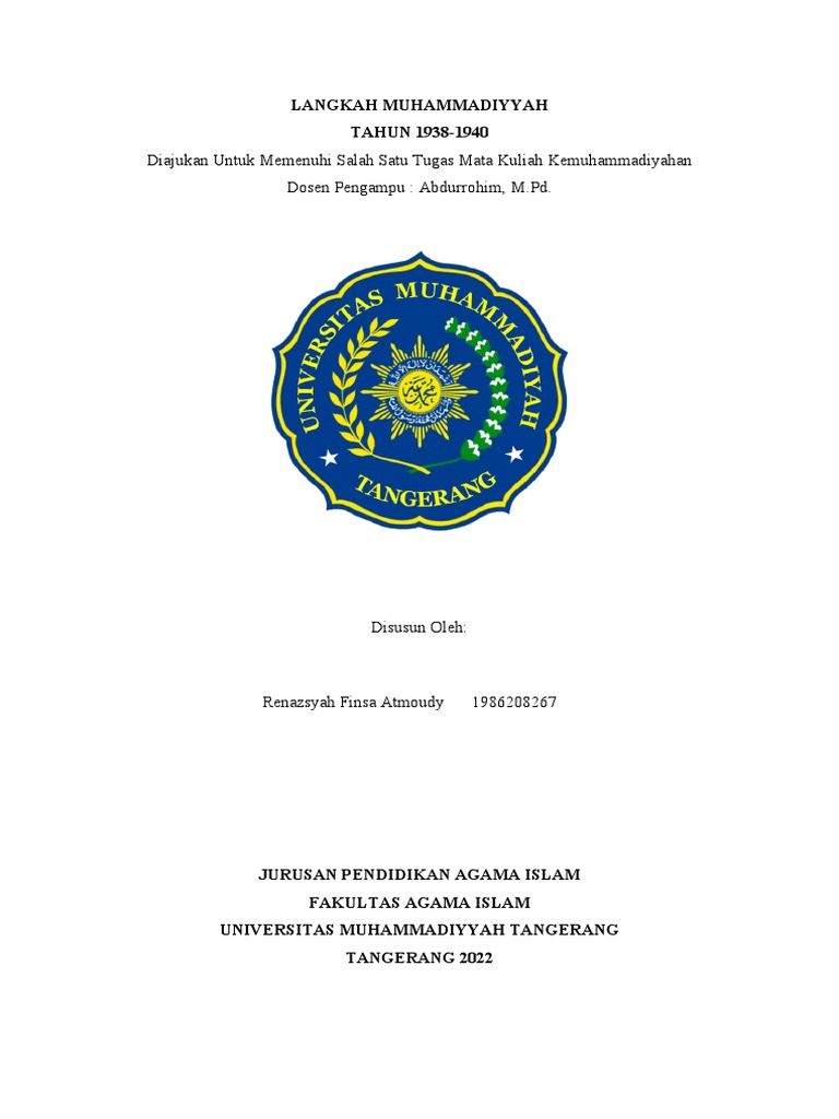 Makalah Langkah Muhammadiyyah Tahun1938-1940 | PDF | Agama & Spiritualitas