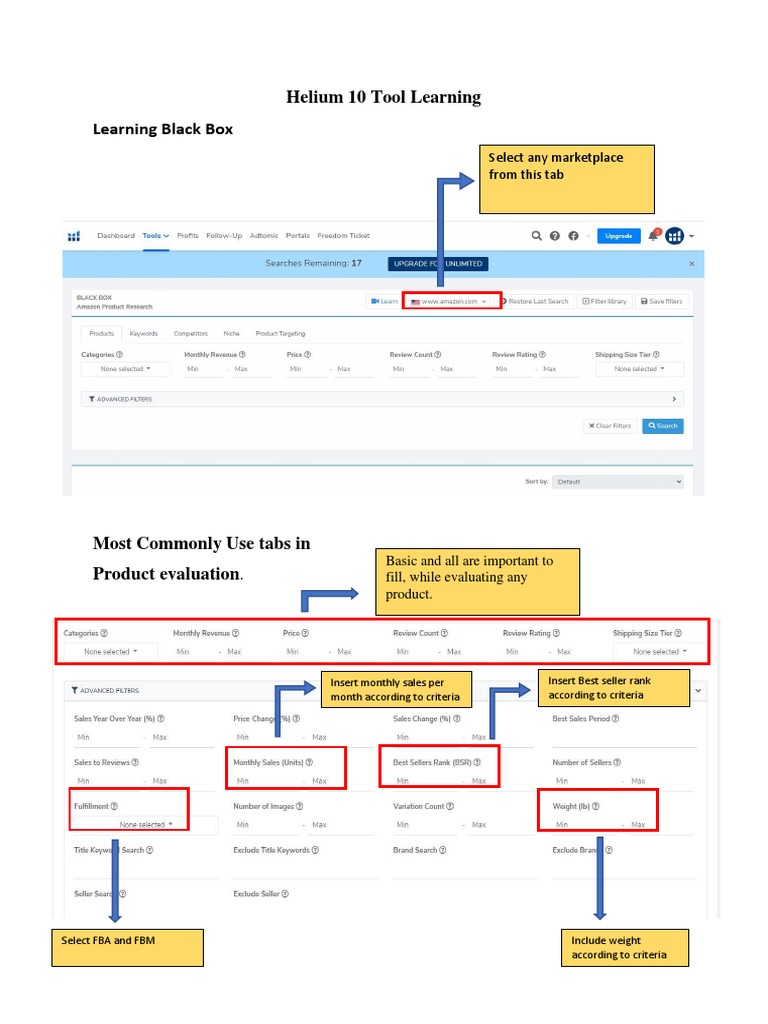 Helium 10 Black Box Product Evaluation Guide | PDF