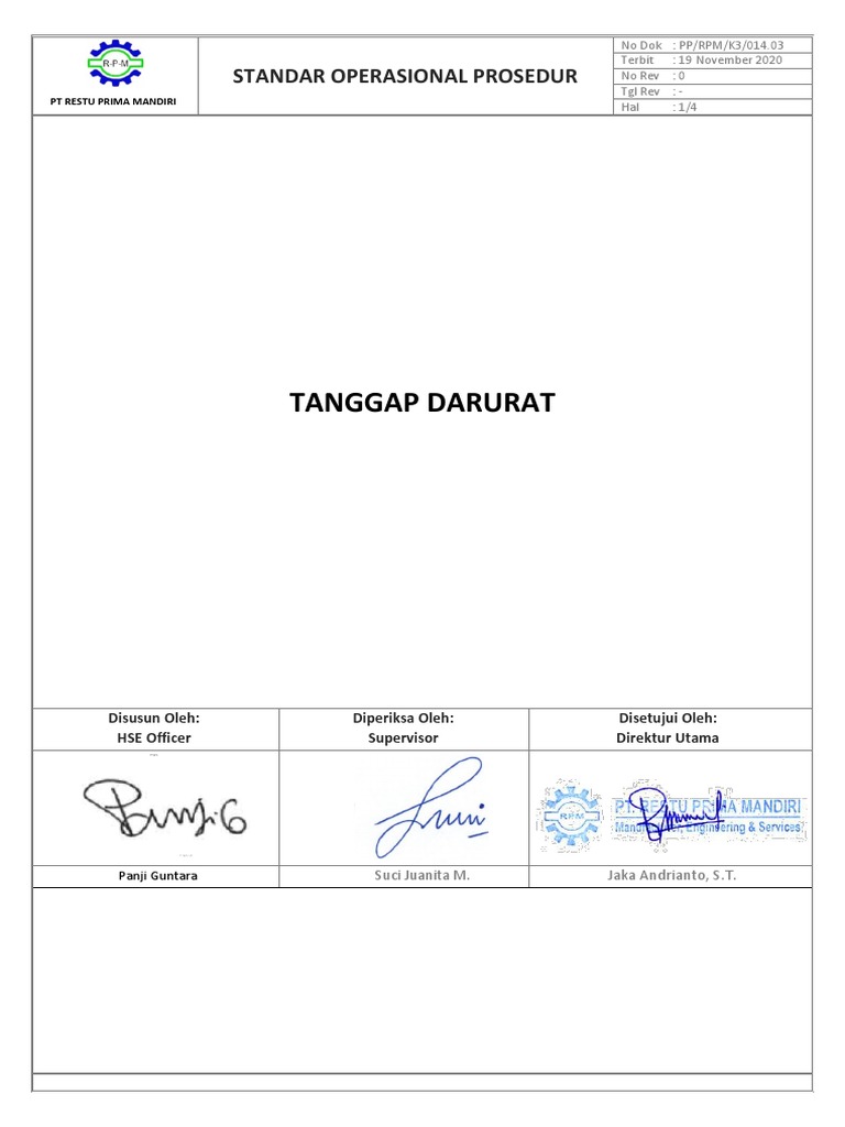 Sop Tanggap Darurat | PDF