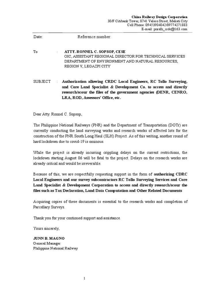 Special Access Letter - DENR Region 5 | PDF