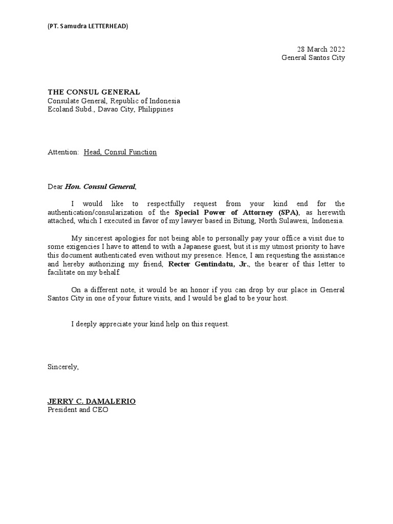 Letter of Request For Authentication | PDF