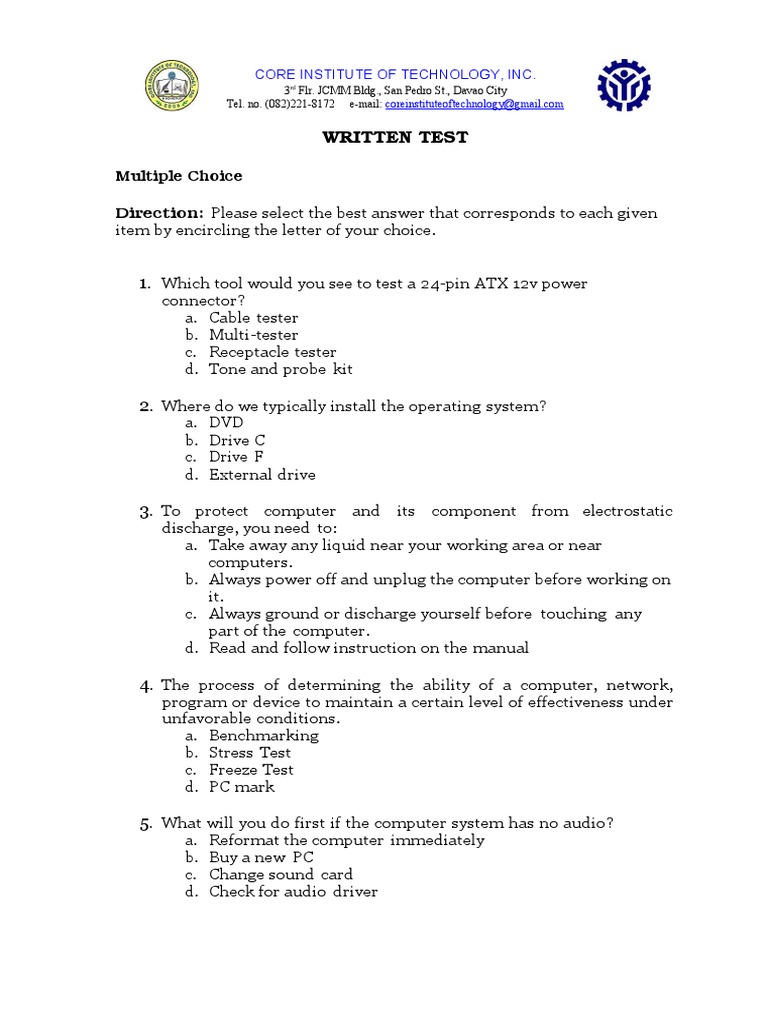 11 Sample Written Test | PDF | Booting | Software