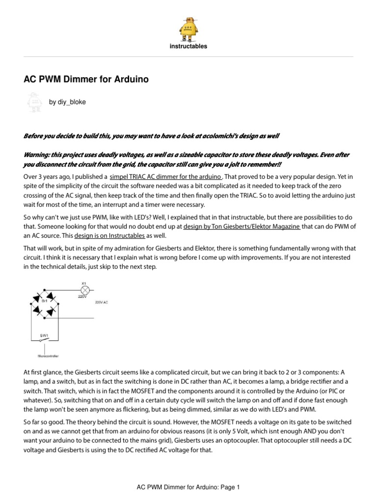 Arduino AC PWM Dimmer Guide | PDF | Field Effect Transistor | Voltage