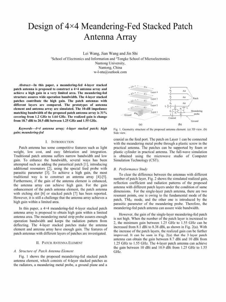 4x4 Stacked Patch Array | PDF
