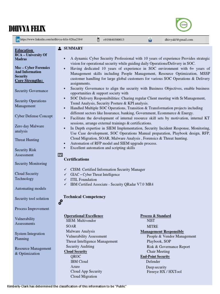 Dhivya Felix: Education | PDF | Information Security | Cloud Computing