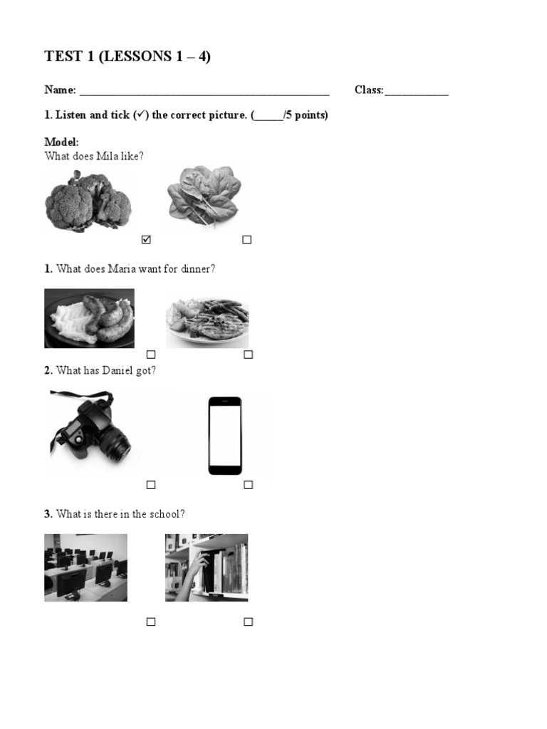 Test 1 (Lessons 1 - 4) | PDF