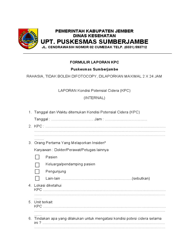 Formulir Laporan KPC | PDF
