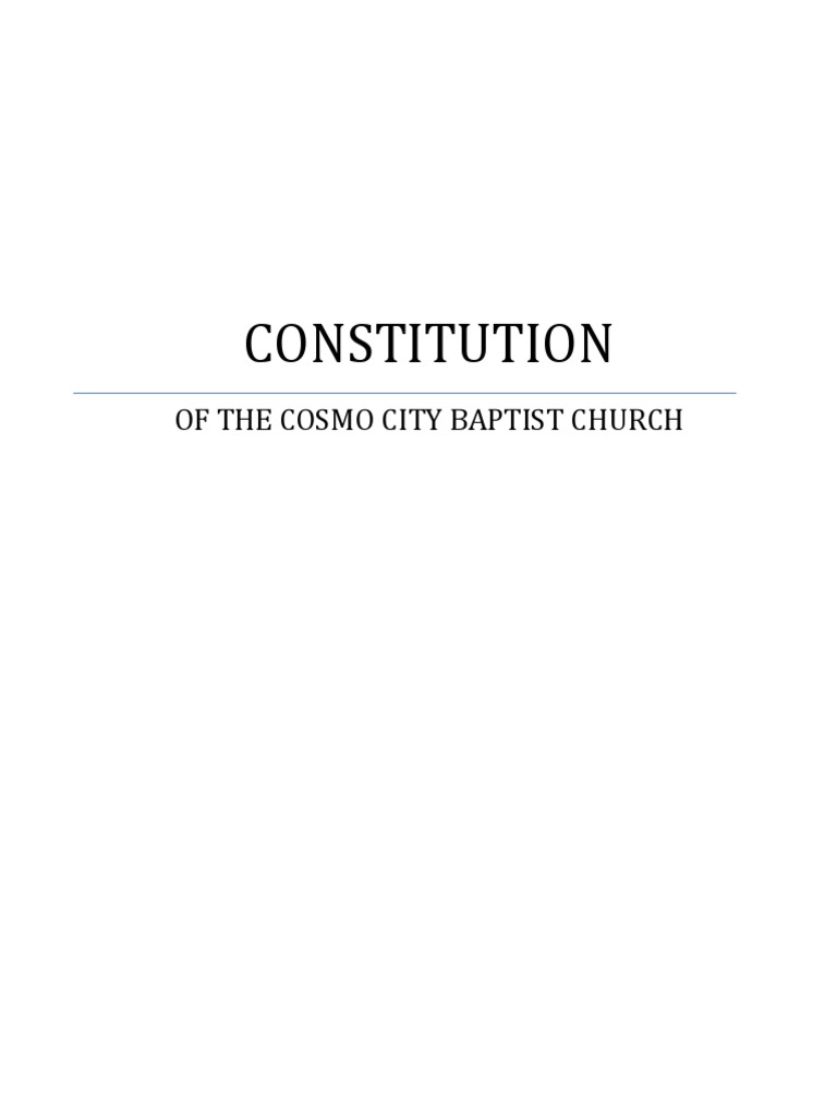 Cosmo City Baptist Church Constitution | PDF | Elder (Christianity ...