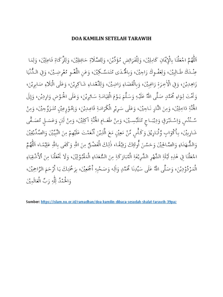 Doa Kamilin Setelah Tarawih | PDF