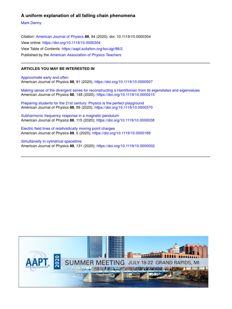 A Uniform Explanation of All Falling Chain Phenomena | PDF | Force ...