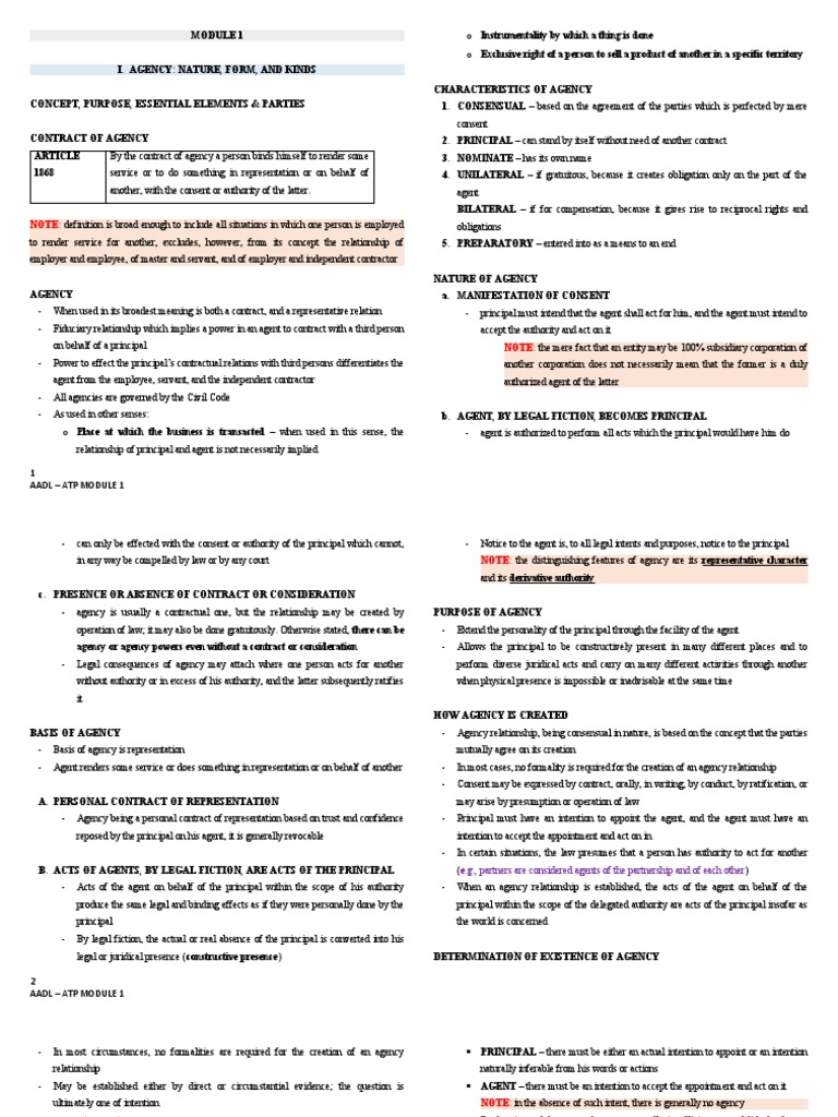 Atp Notes | Download Free PDF | Law Of Agency | Legal Liability