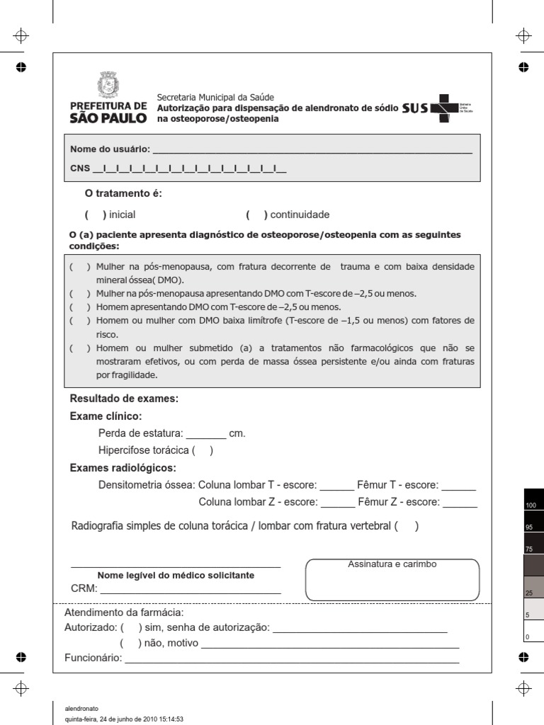 Alendronato - 70 MG - Formulario - Dispensa - Densitometria - Ossea ...