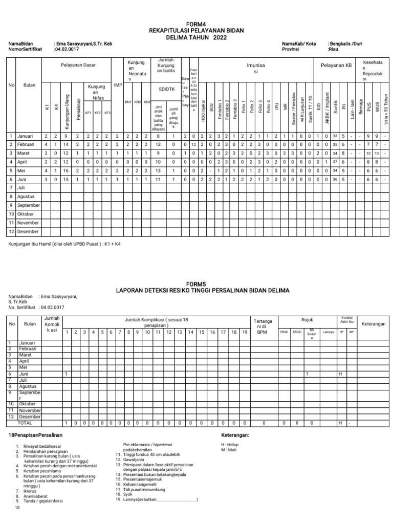 Form 4 5 6 Bidan Ema Sassyuryani | PDF