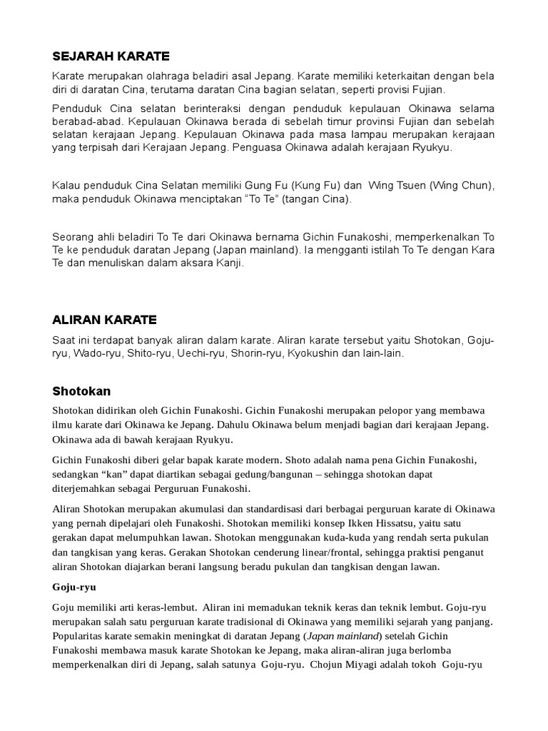 Mengenal Karate | PDF | Olahraga & Rekreasi | Perjalanan