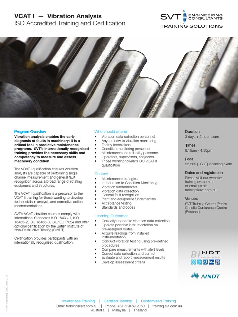 ISO Accredited Training and Certification: VCAT I - Vibration Analysis ...