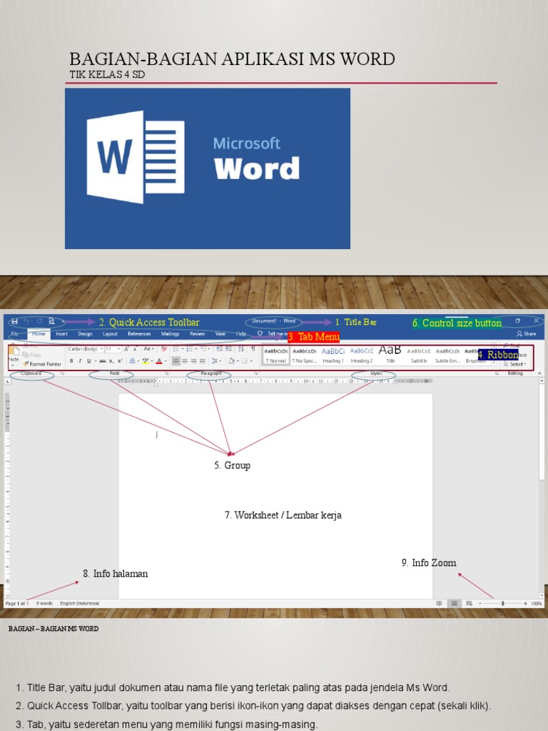 Bagian Penting MS Word Kelas 4 SD | PDF