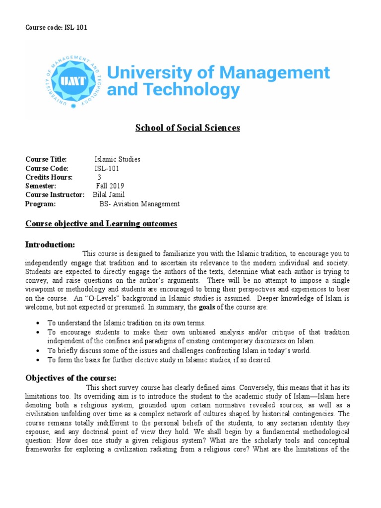 Islamic Studies Course Outline | PDF | Hadith | Jihad