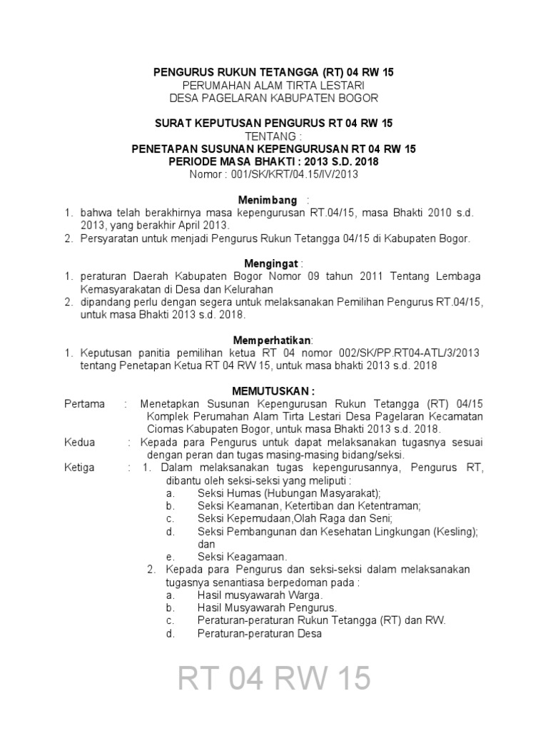 SK Pengurus RT 005 | PDF