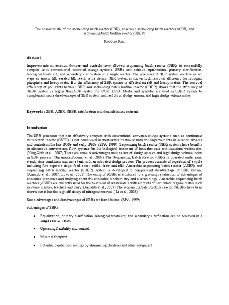 SBR Asbr SBBR | PDF | Sewage Treatment | Anaerobic Digestion