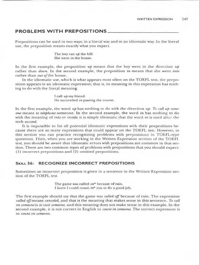 Recognizing Errors with Prepositions in Written Expression | PDF | Subatomic Particles | Nuclear ...
