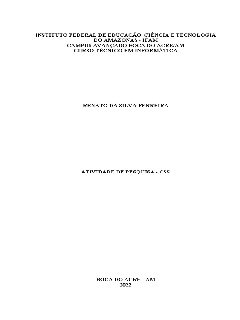 Ifam Boca Do Acre Atividade Css Elementos Pdf Informática