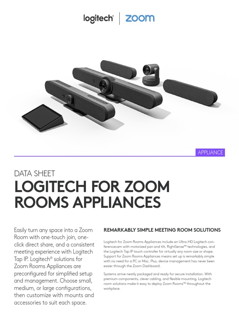Logitech For Zoom Rooms Appliances: Data Sheet | PDF | Desktop Computer ...