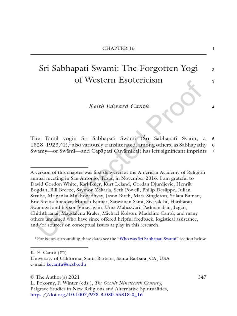 Sri Sabhapati Swami: The Forgotten Yogi of Western Esotericism | PDF ...