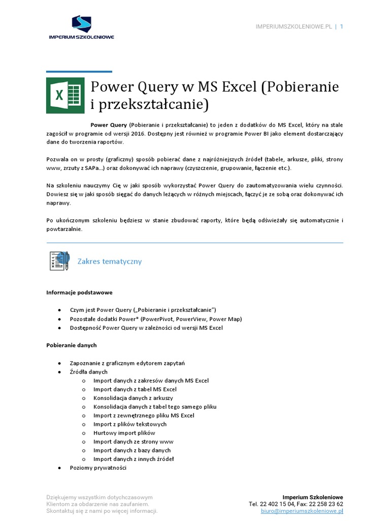 Zakres Power Query | PDF