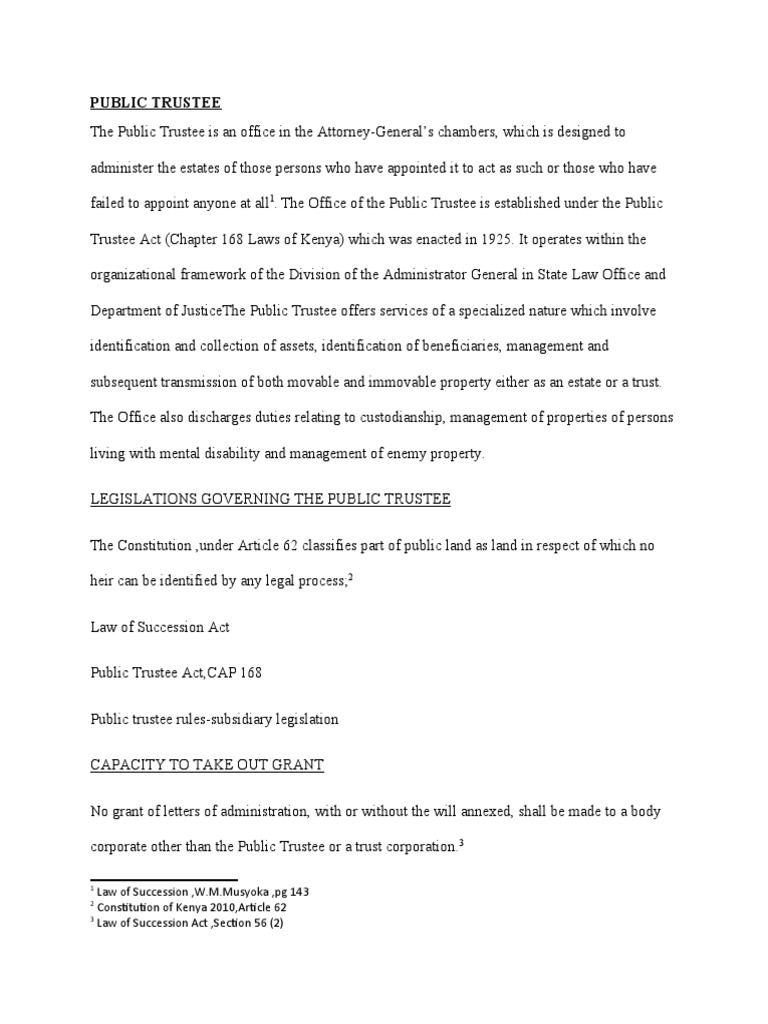 Public Trustee | PDF | Probate | Trustee