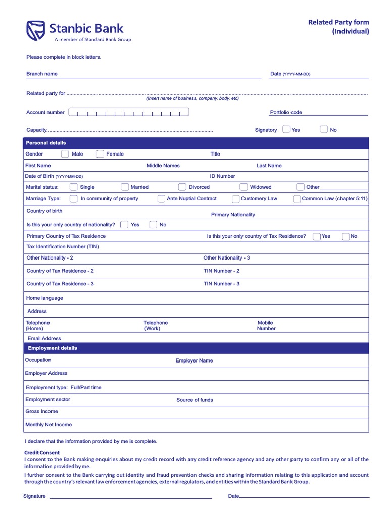 Related Party Form (Individual) : Personal Details | PDF | Taxes | Justice