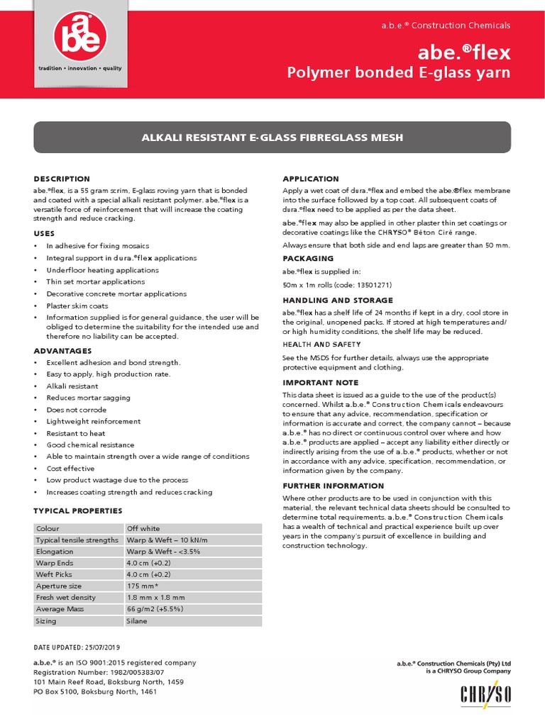 abe-flex-datasheet (1) | PDF | Shelf Life | Concrete