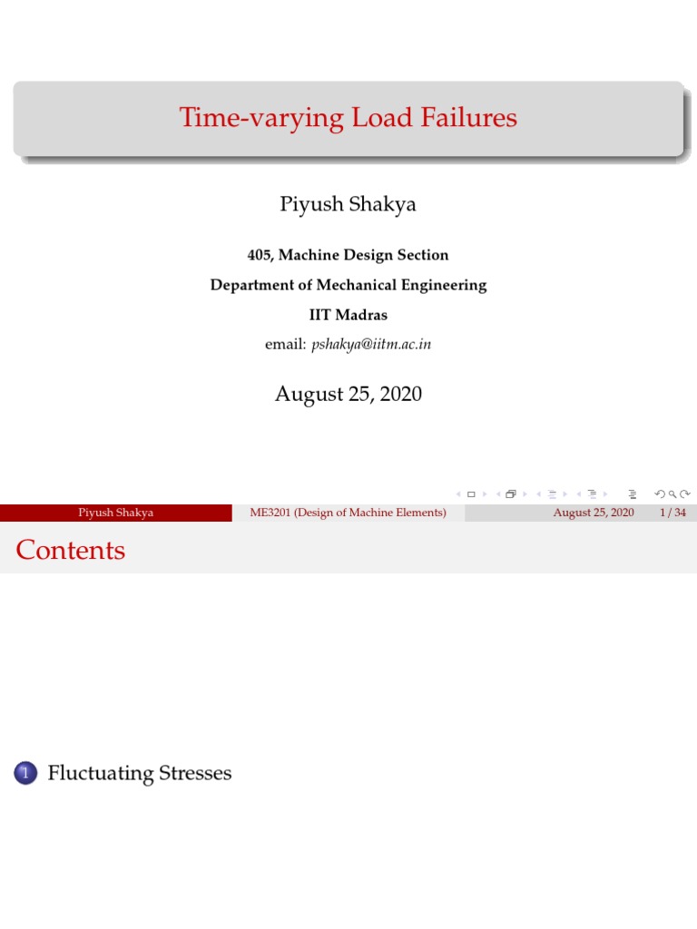 Time-Varying Load Failures: Piyush Shakya | PDF | Fatigue (Material ...
