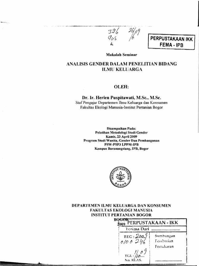 Analisis Gender Dalam Penelitian Bidang | PDF Analisis Gender Dalam Penelitian Bidang | PDF