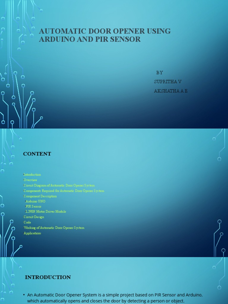 Automatic Door Opener Using Arduino and PIR Sensor | PDF | Arduino ... Automatic Door Opener Using Arduino and PIR Sensor | PDF | Arduino ...